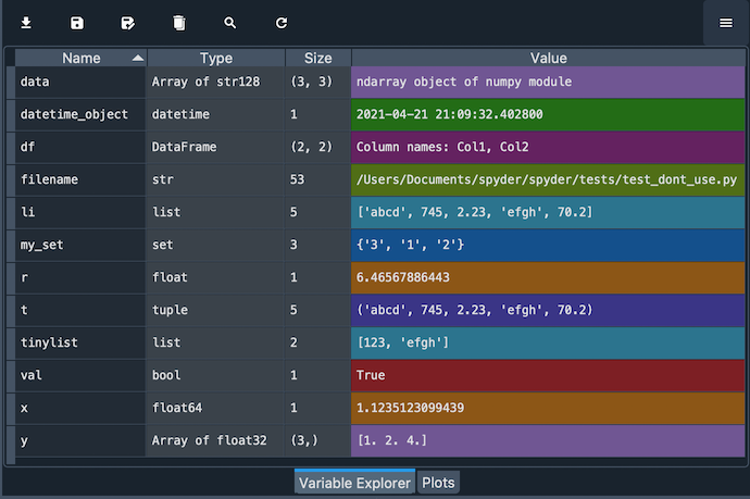 Variable Explorer Spyder 5 Documentation